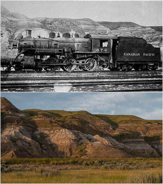 Canadian Pacific #674 East Coulee Alberta | Then And Now